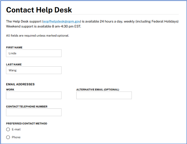 Contact eOPF Help Desk – eOPF Resource Center